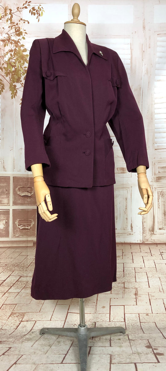 Super Rare Original 1940s Volup Vintage Plum Purple Gabardine Skirt Su ...