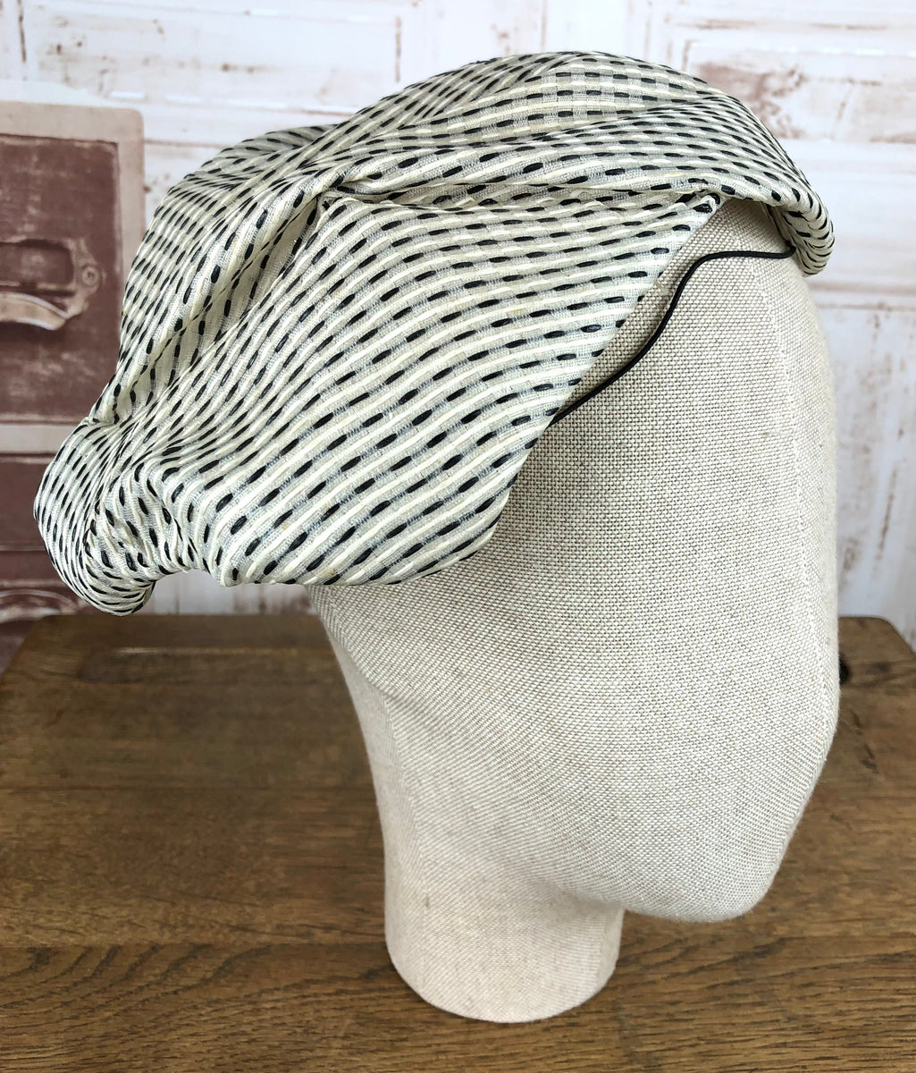 Fabulous Original 1950s Vintage White And Black Pinned Hat – Black ...