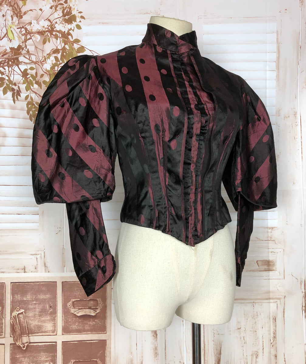 Exquisite Victorian 1890s Antique Burgundy Boned Bodice With Incredibl ...
