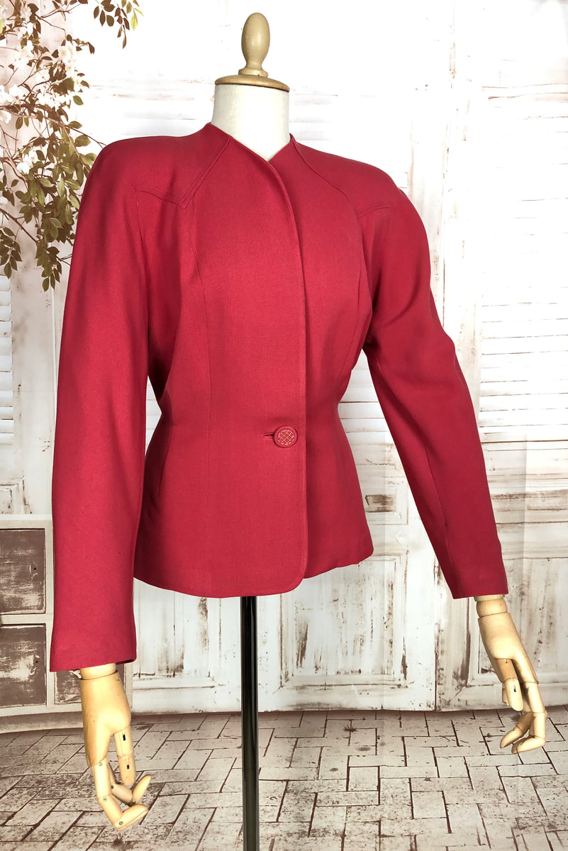Amazing Original 1940s Vintage Fuchsia Pink Suit Blazer With Strong Sh ...