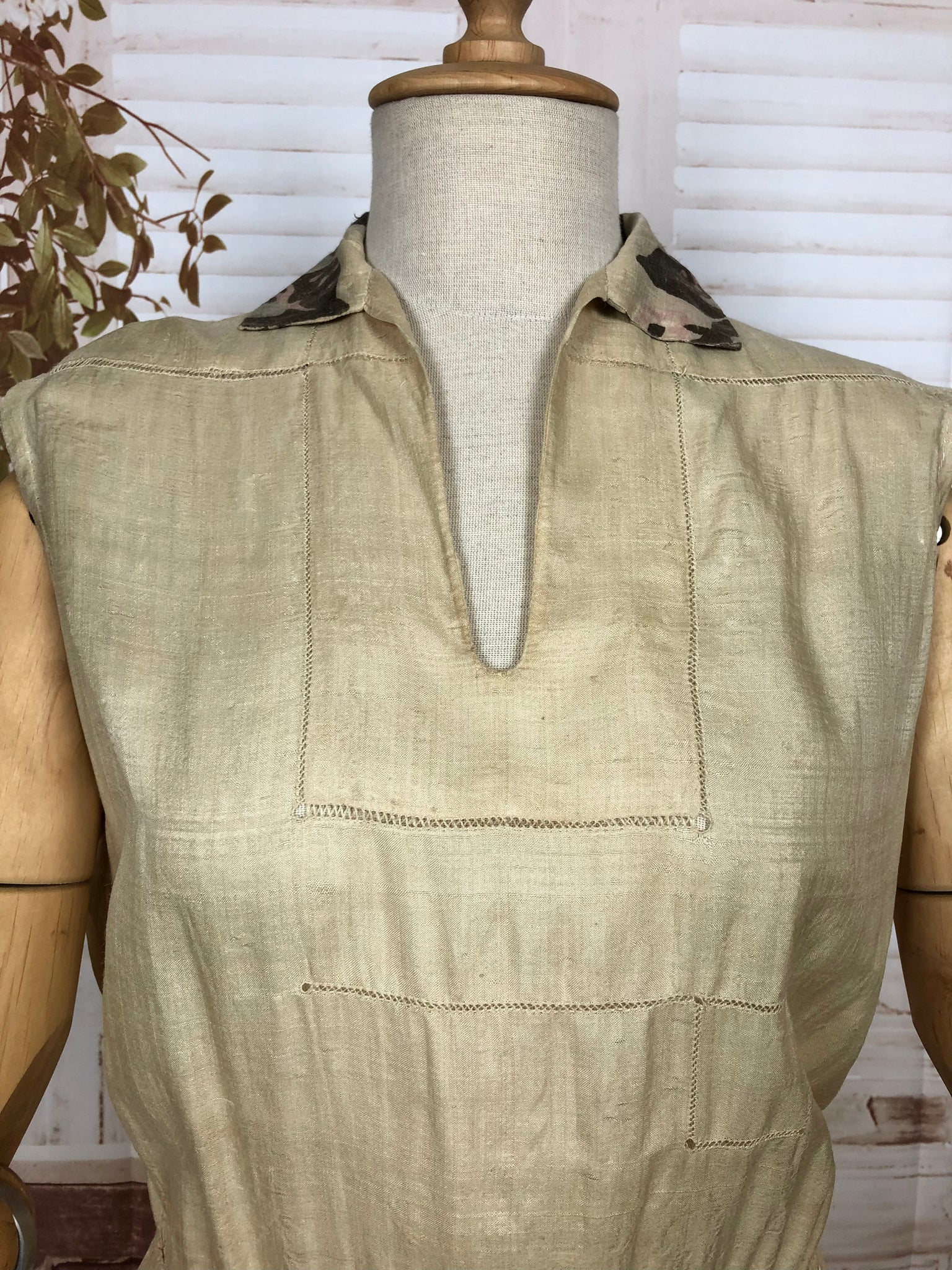 Exceptional Original 1920s Art Deco Pongee Silk Dress With Hand Painte ...